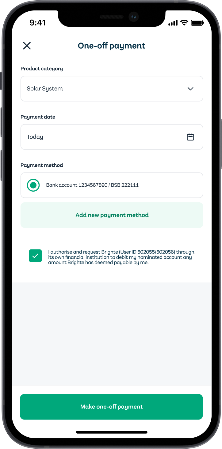Make a one-off payment using the Brighte app – Brighte Help Centre